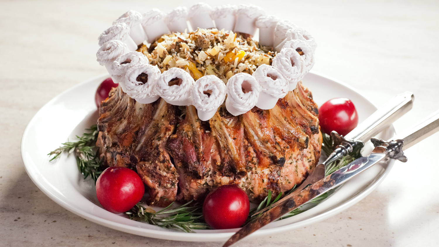 Crown Roast Of Pork With Wild Rice Stuffing