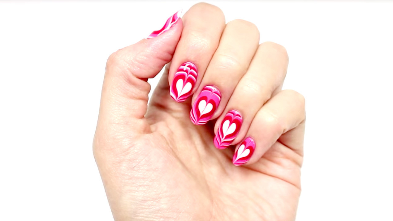 Watch How to Do a Marbleized Heart Manicure for Valentine's Day ...