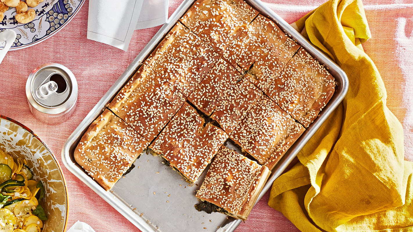 Spinach-Feta Pizza Slab Pie