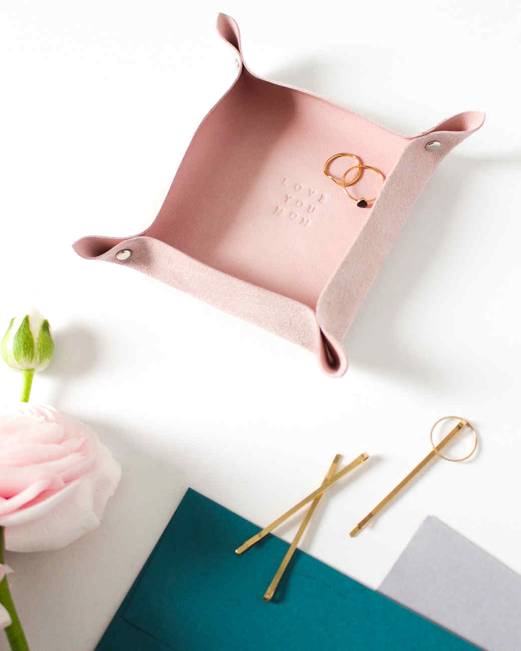 Personalized Pink Leather Valet Tray | Martha Stewart